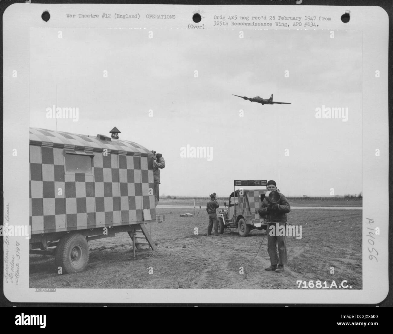 Mobile Control Tower-Signal Trailer Directs A Boeing B-17 Of The 379Th ...