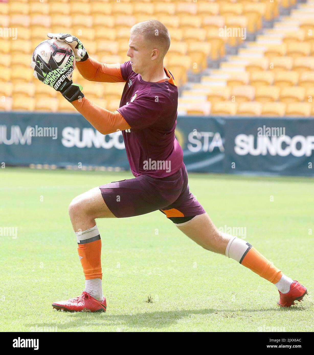 Brisbane Youth keeper Macklin Freke in action during a Brisbane Roar ...
