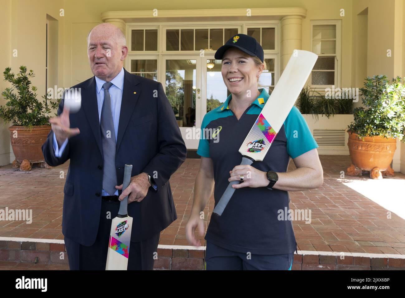 The Governor-General Sir Peter Cosgrove and Australian cricketer Alex ...