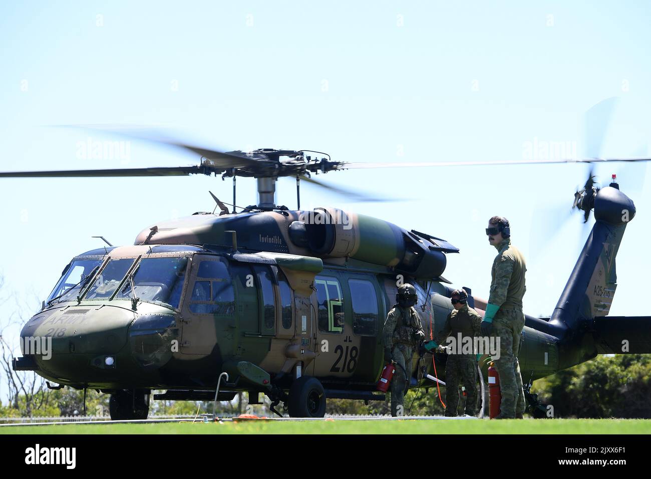 Australian Army Black Hawk helicopters from the 6th Aviation Regiment ...