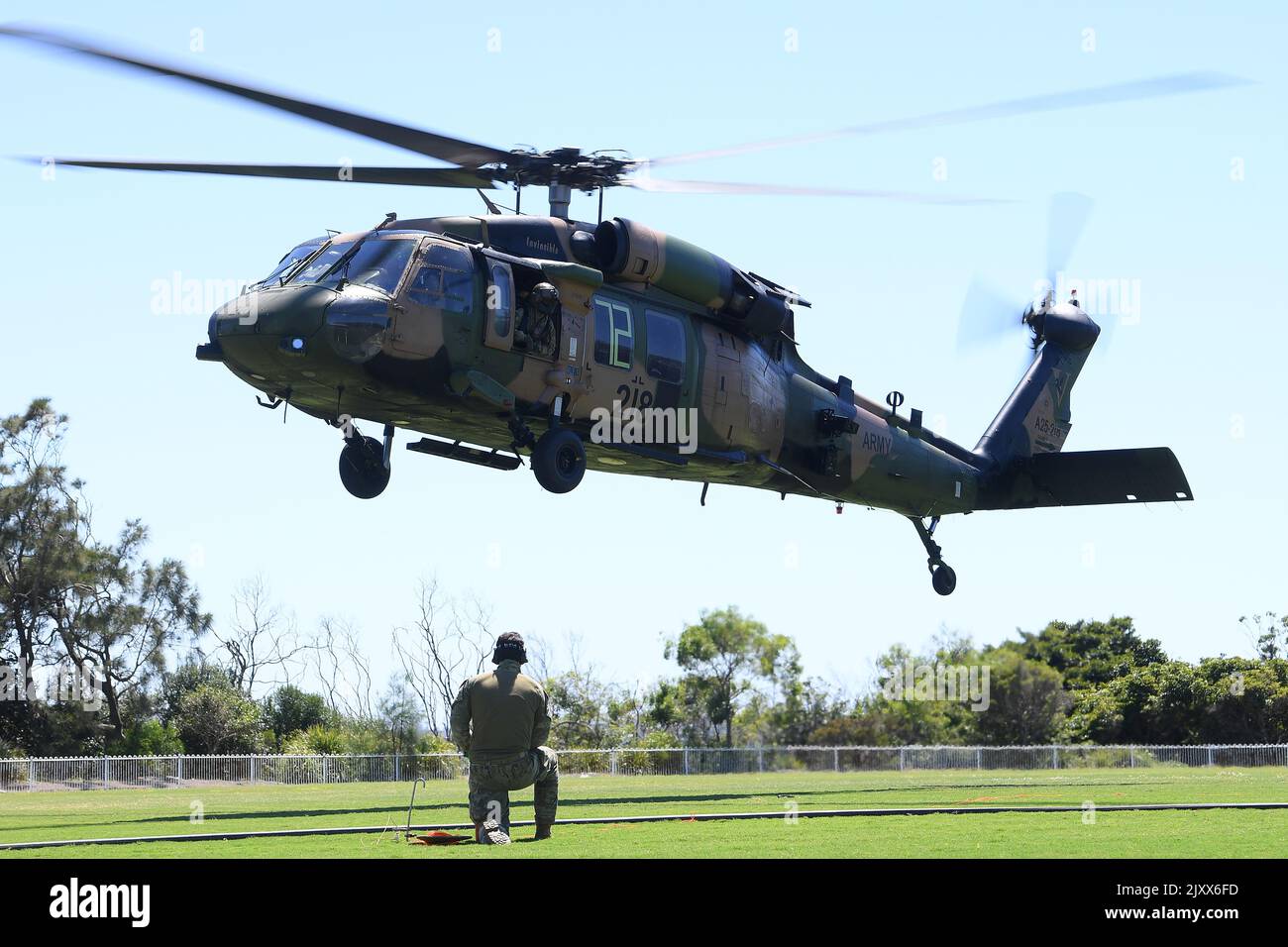 Australian Army Black Hawk helicopters from the 6th Aviation Regiment ...