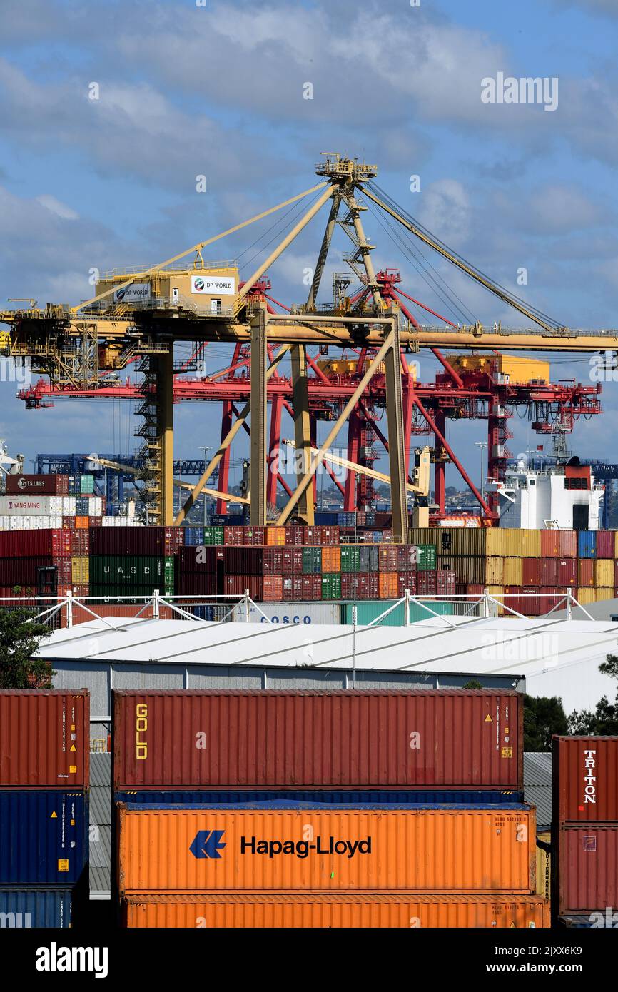Shore to ship cranes are seen at the Port Botany container terminal in ...