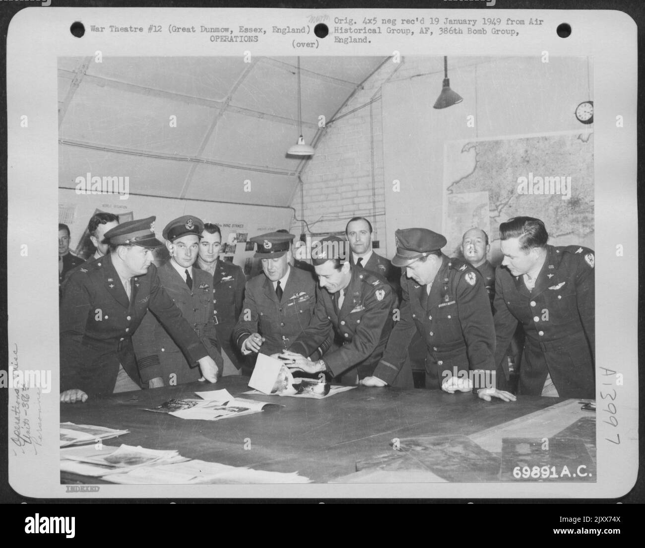 Usaf And Raf Officers Study Aerial Photographs During The Visit Of Air ...