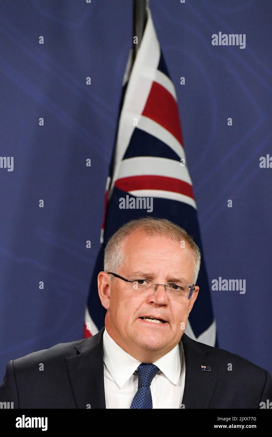 Australian Prime Minister Scott Morrison speaks during a press ...