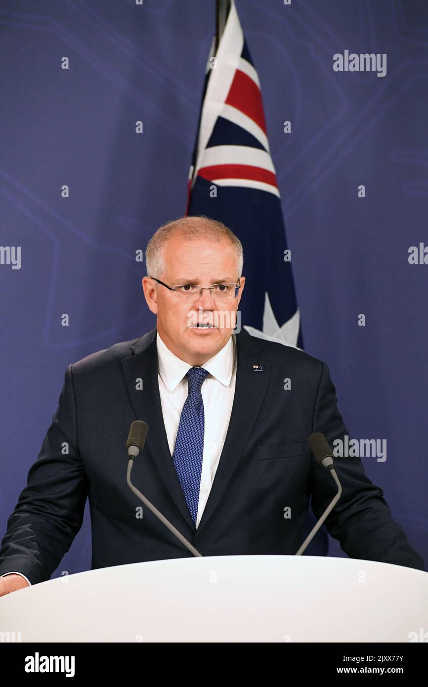 Australian Prime Minister Scott Morrison speaks during a press ...