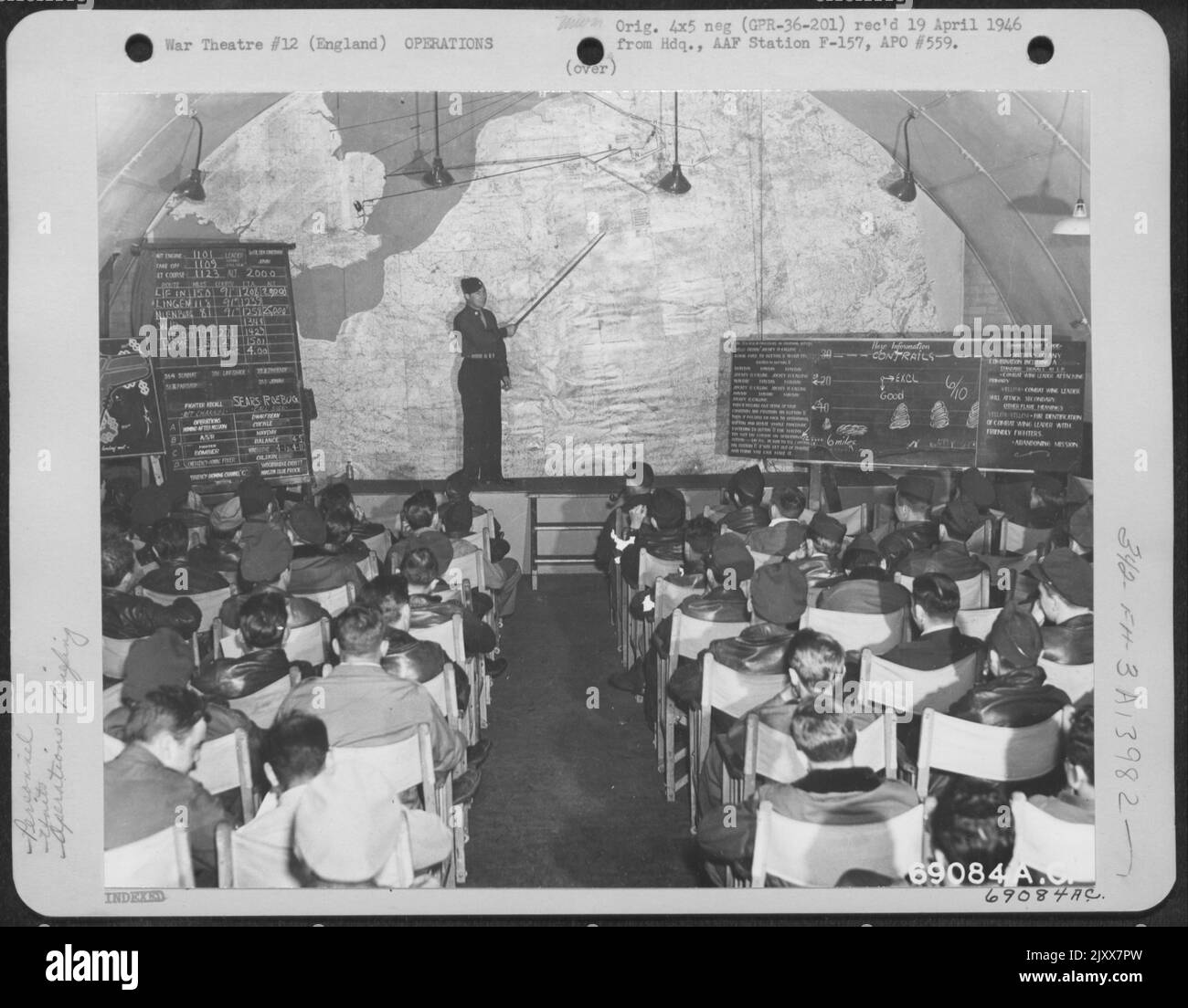 Colonel B. Rimerman Briefs Men Of The 353Rd Fighter Group At An Airbase ...