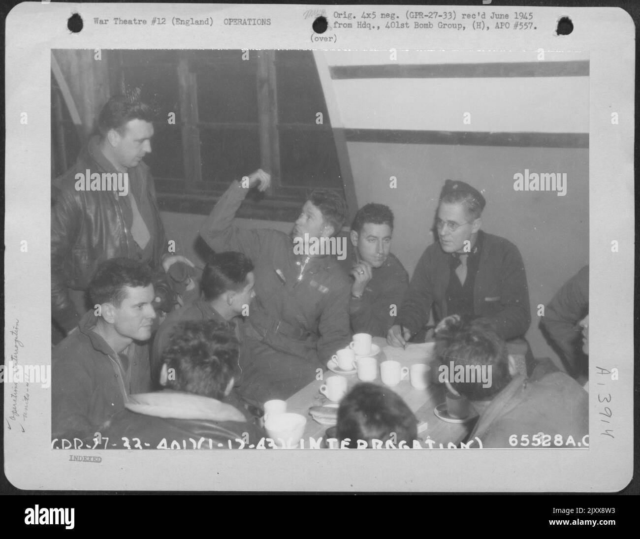 A Combat Crew Of The 401St Bomb Group Is Interrogated After Bombing ...