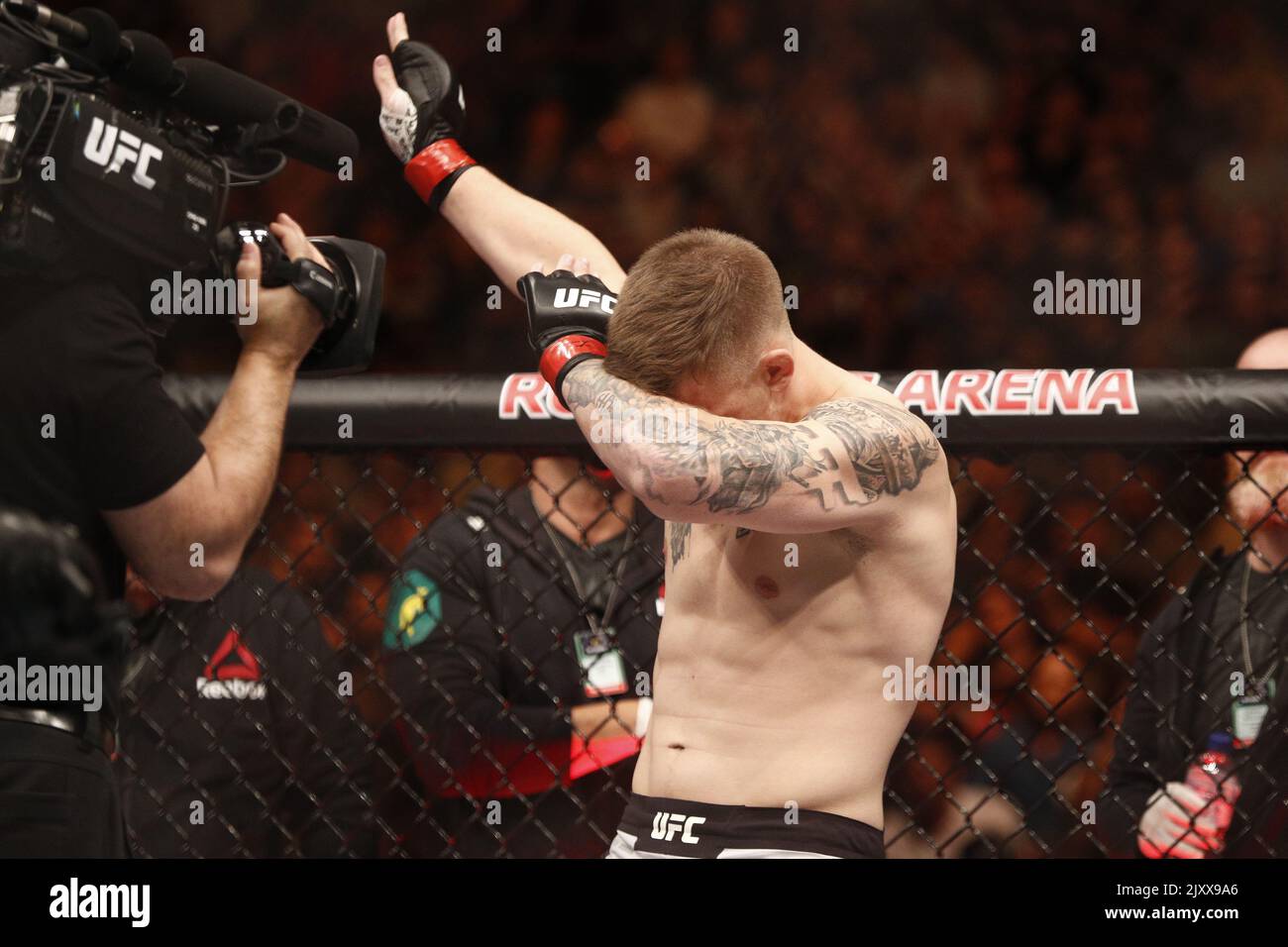 Jimmy Crute is seen during the UFC 234 Light Heavyweight Bout between ...