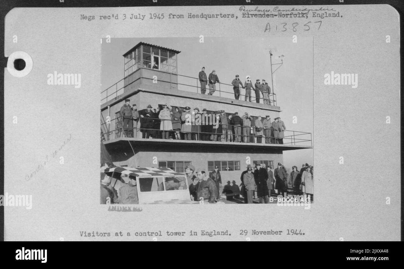 Visitors At A Control Tower In England. 29 November 1944 Stock Photo ...