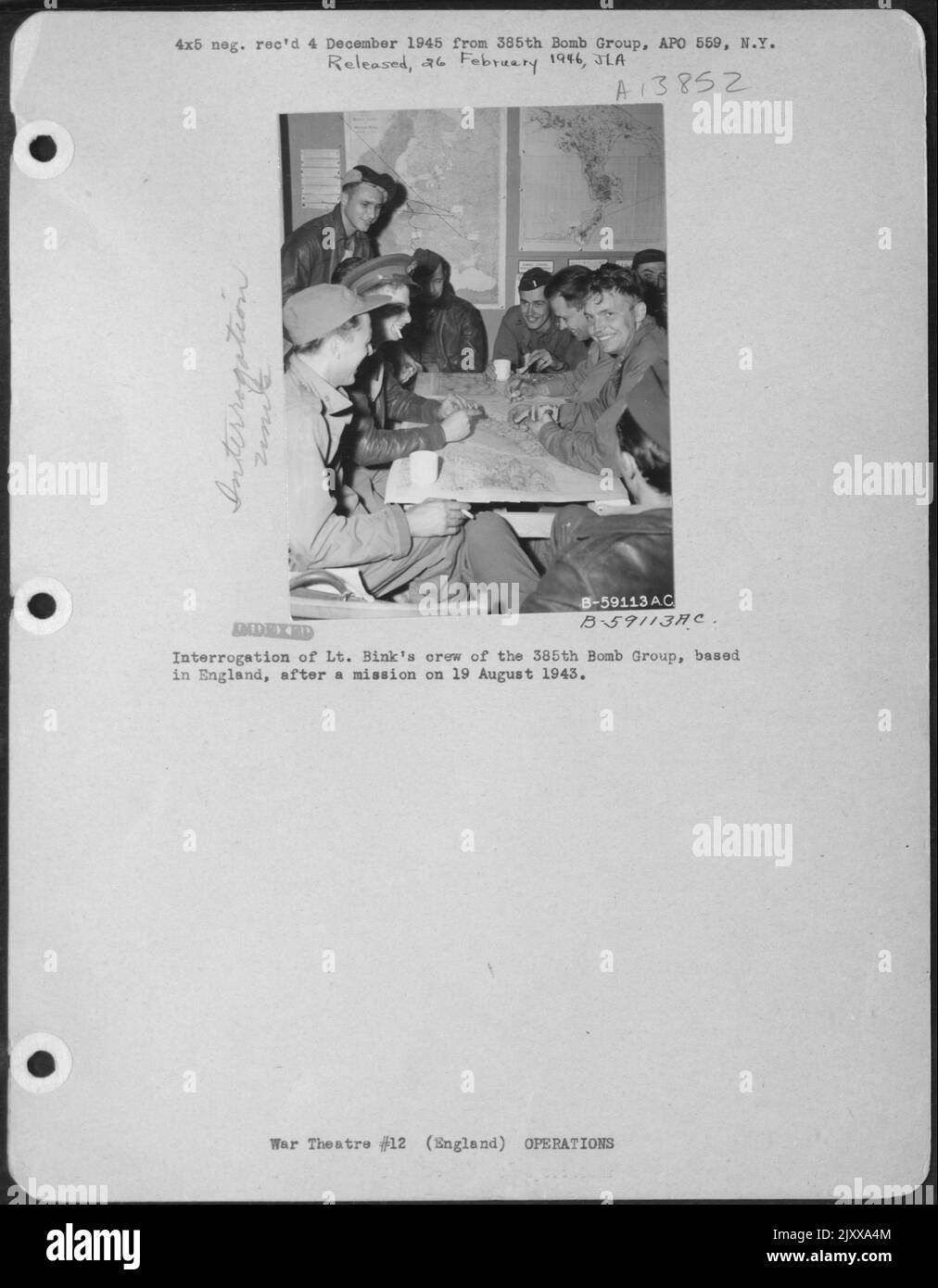 Interrogation Of Lt. Bink'S Crew Of The 385Th Bomb Group, Based In ...