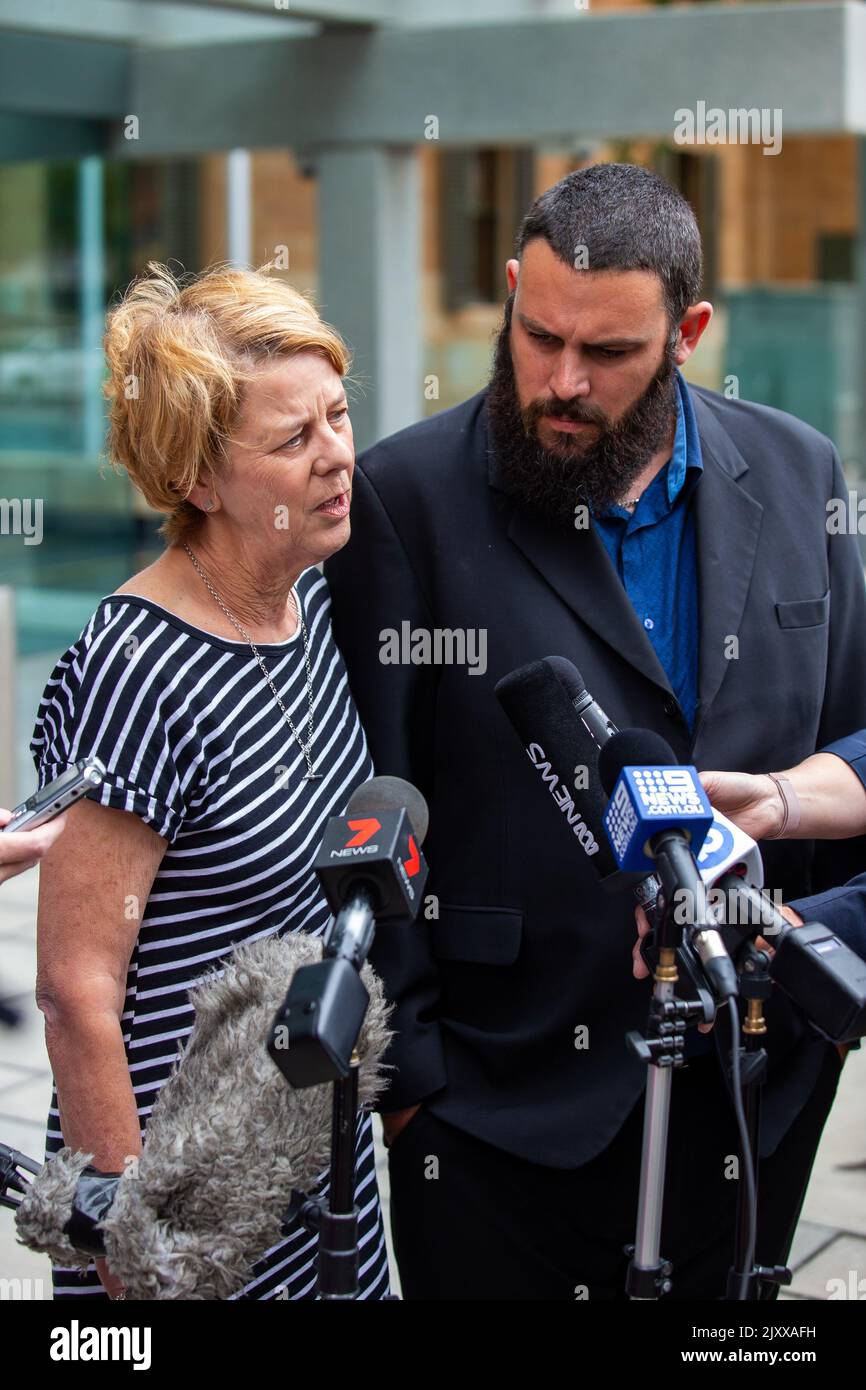 Barbara Spriggs and son Clive Spriggs speak to media after giving ...