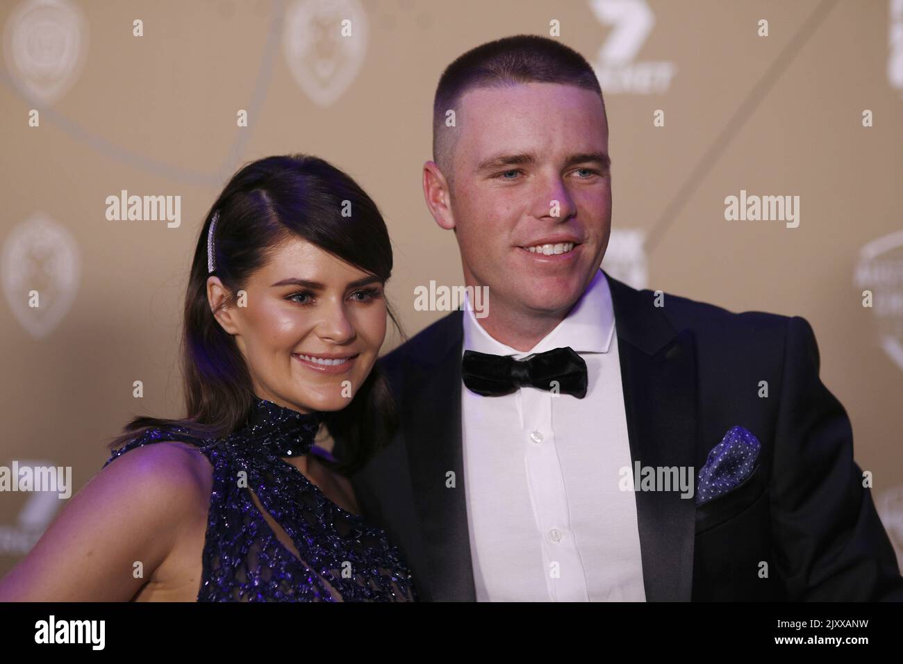 Marcus Harris and Catrona McAteer pose for a photograph on arrival for ...
