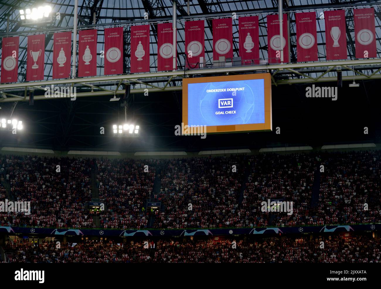 VAR Check during the UEFA Champions League Group F match at the Johan ...