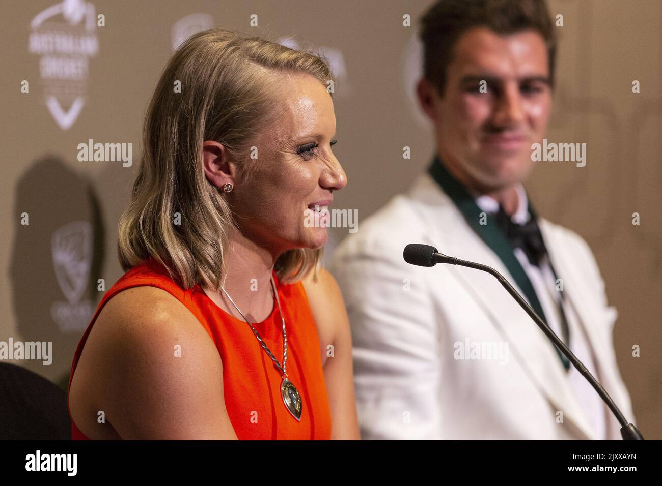 Alyssa Healy speaks to the media after winning the Belinda Clark Award ...