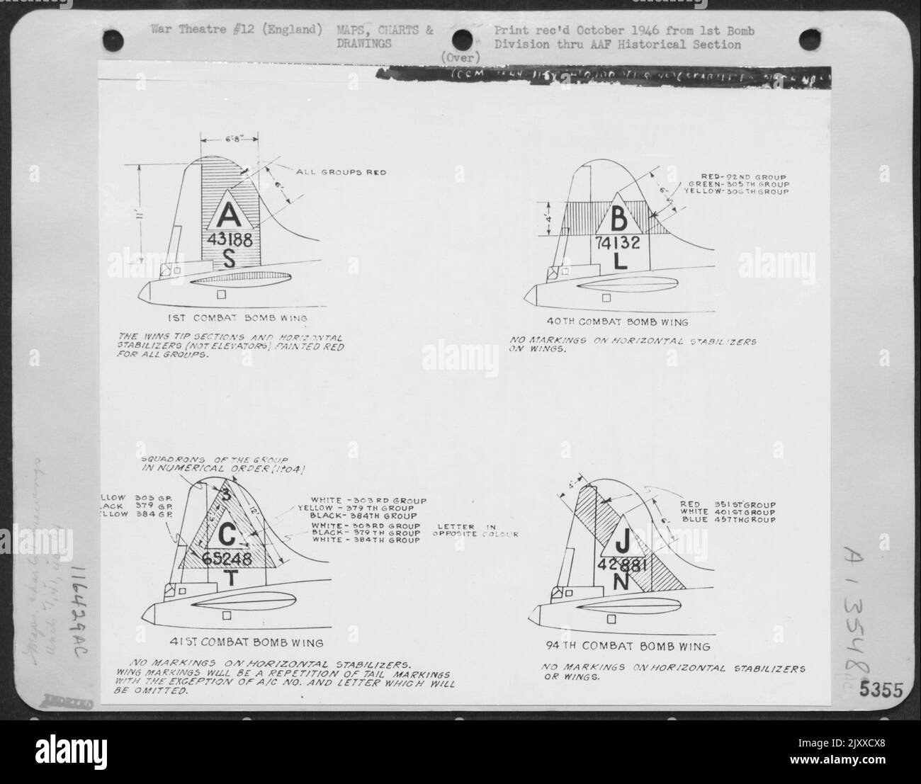 Tail Markings Of The 1St Bomb Division Units. England Stock Photo - Alamy