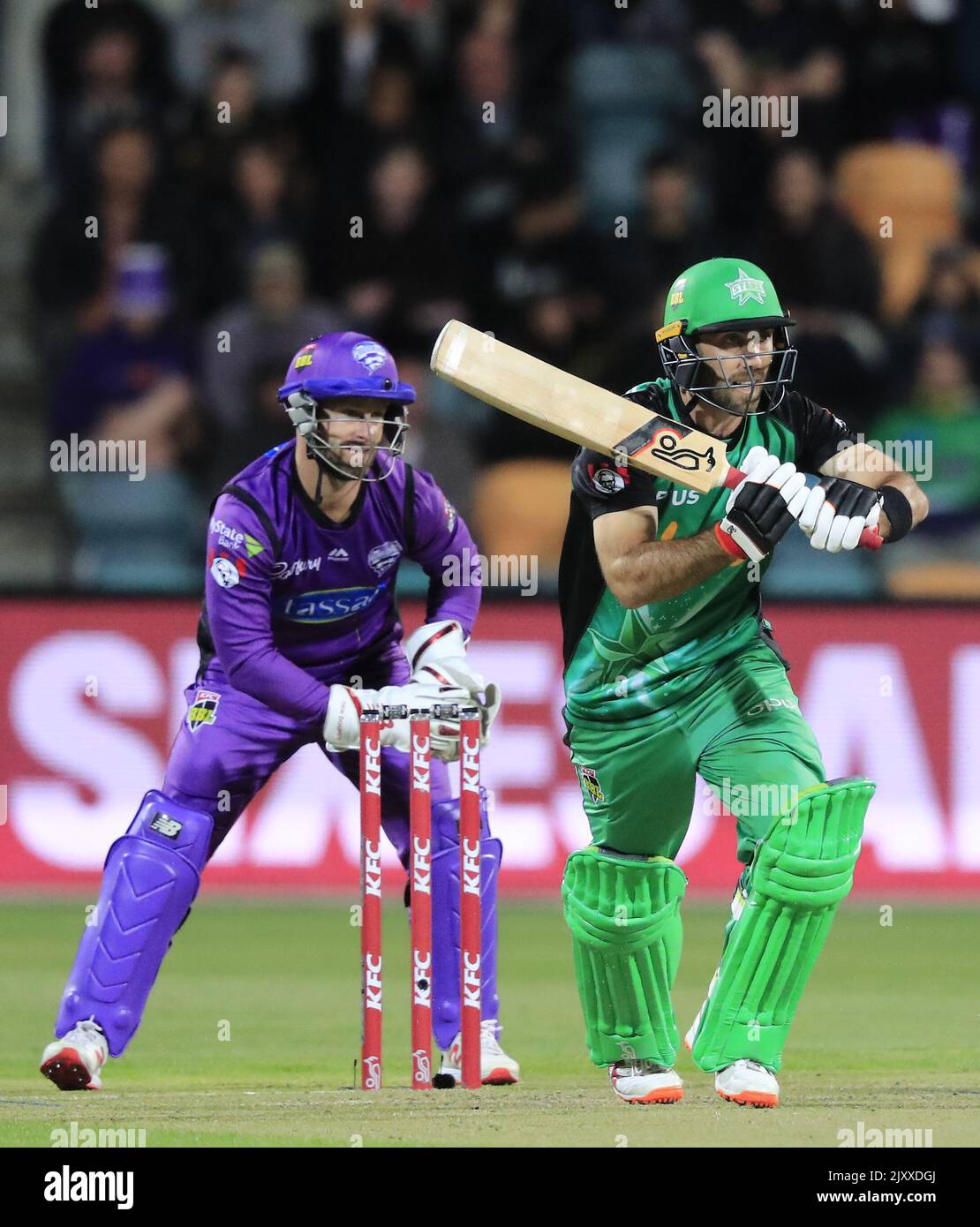 Stars Captain Glenn Maxwell (right) bats during the Big Bash League ...