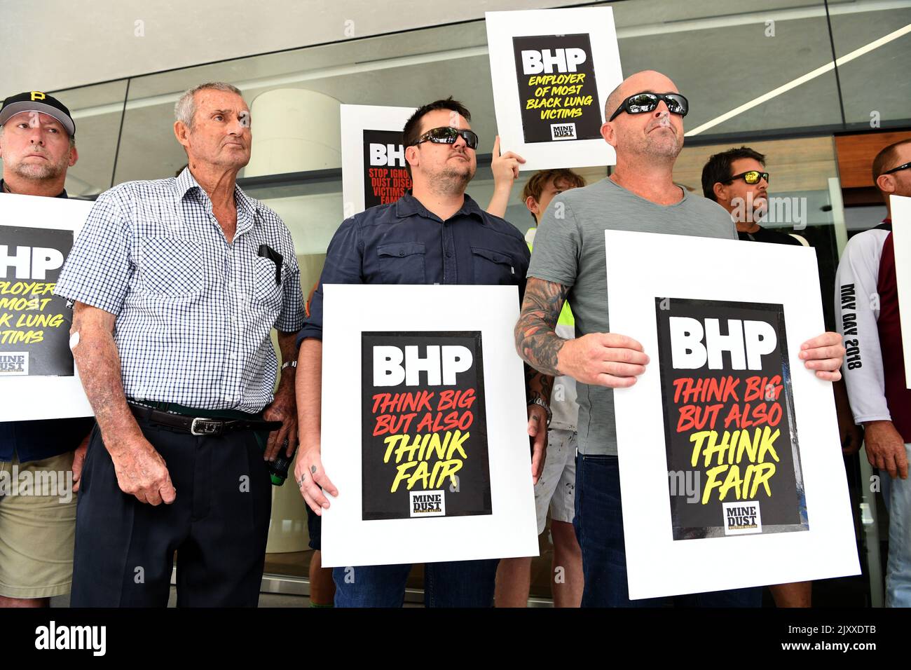 Former miners and sufferers of black lung disease (L-R front) Percy ...