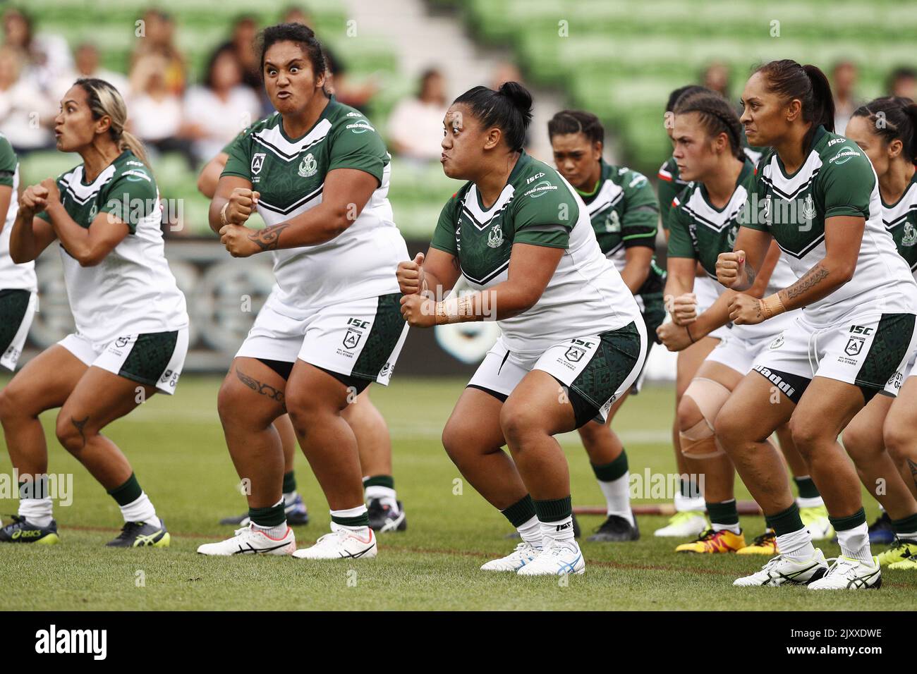 The Maori Ferns perform a traditional war cry during the NRL Indigenous ...