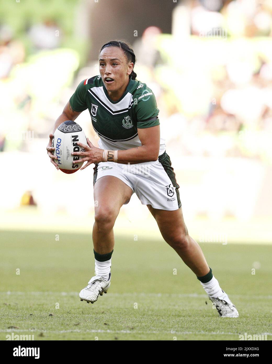 Krystal Rota of the New Zealand Maori Ferns runs with the ball during ...