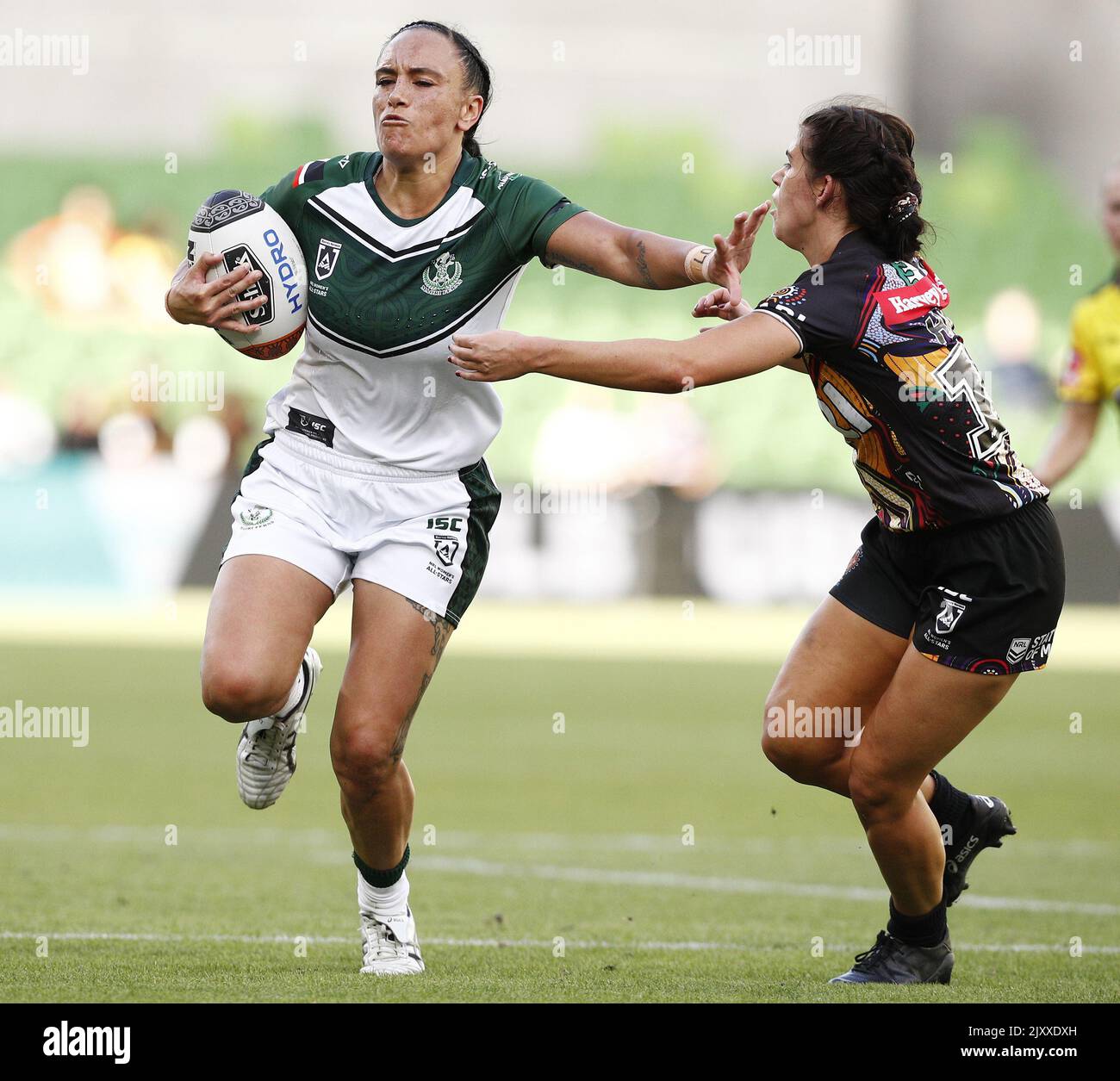 Krystal Rota of the New Zealand Maori Ferns runs with the ball during ...