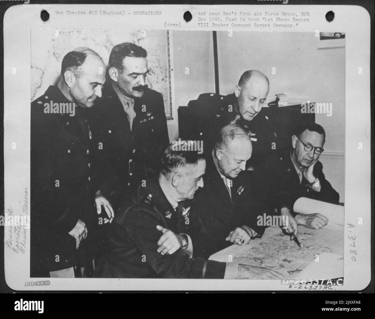 Planning a bombing mission 8th Air force England, Target Germany. Left ...