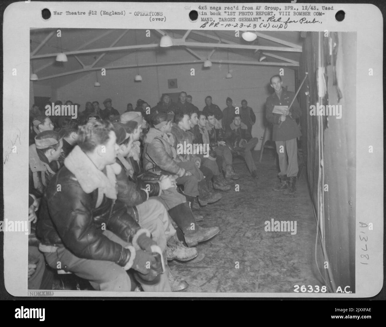 Briefing of Boeing B-17 Flying ofrtress Combat Crew Members of 8th Air ...