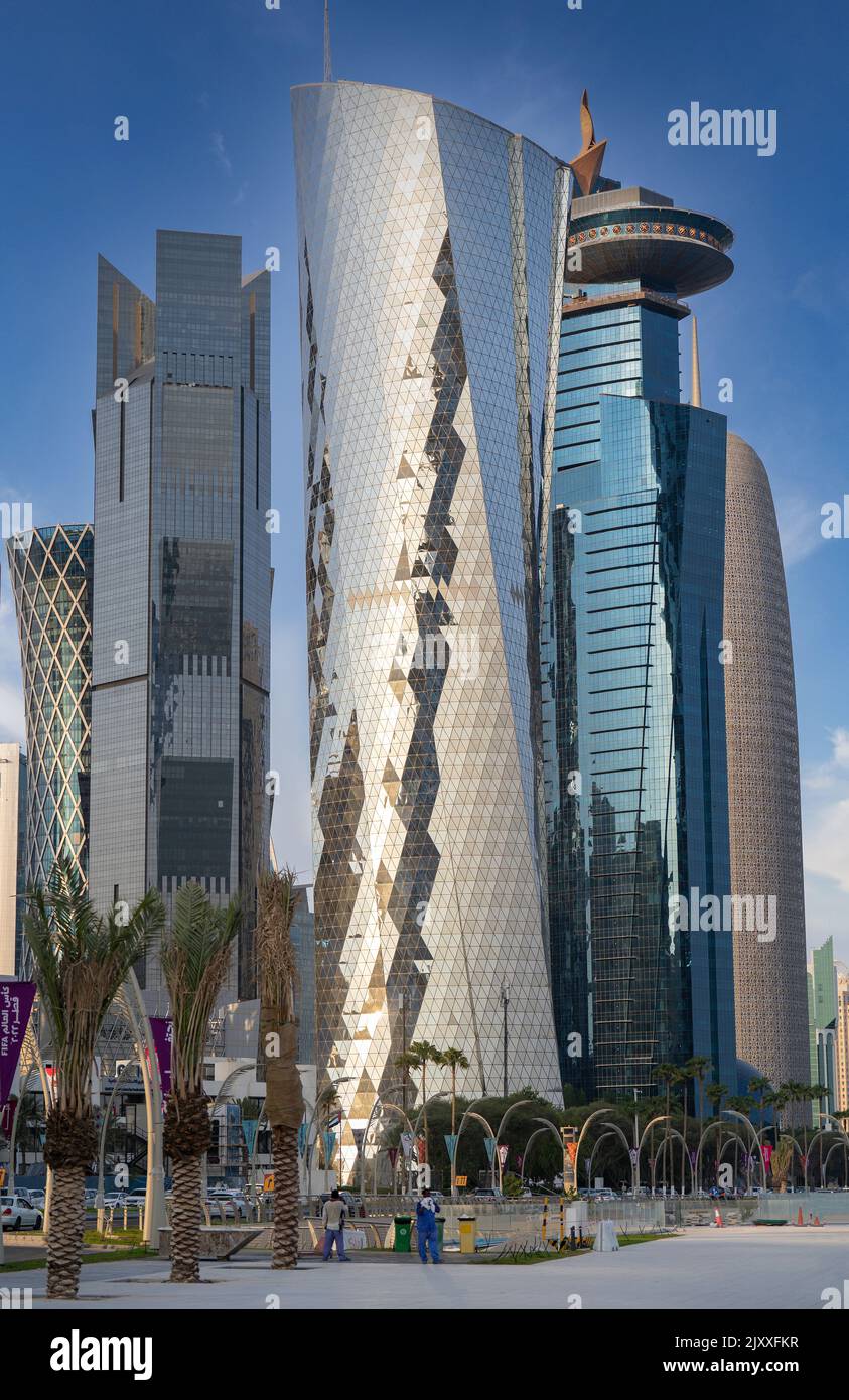 Doha, Qatar - September 6, 2022: Skyscrapers in financial district ...