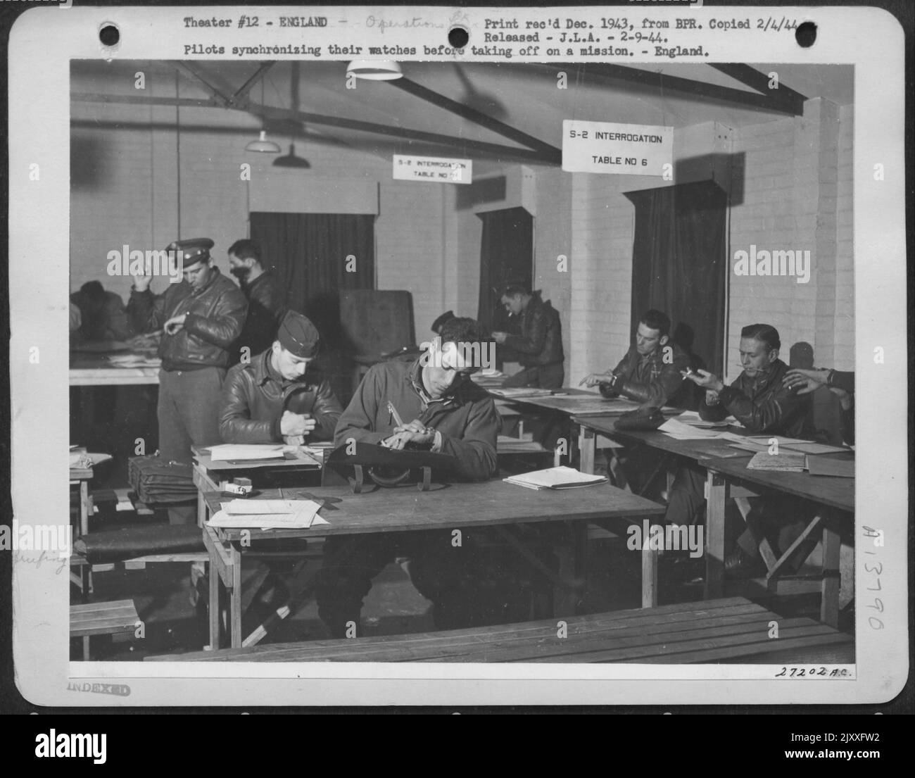 Pilots synchronizing their watches before taking off on a mission ...