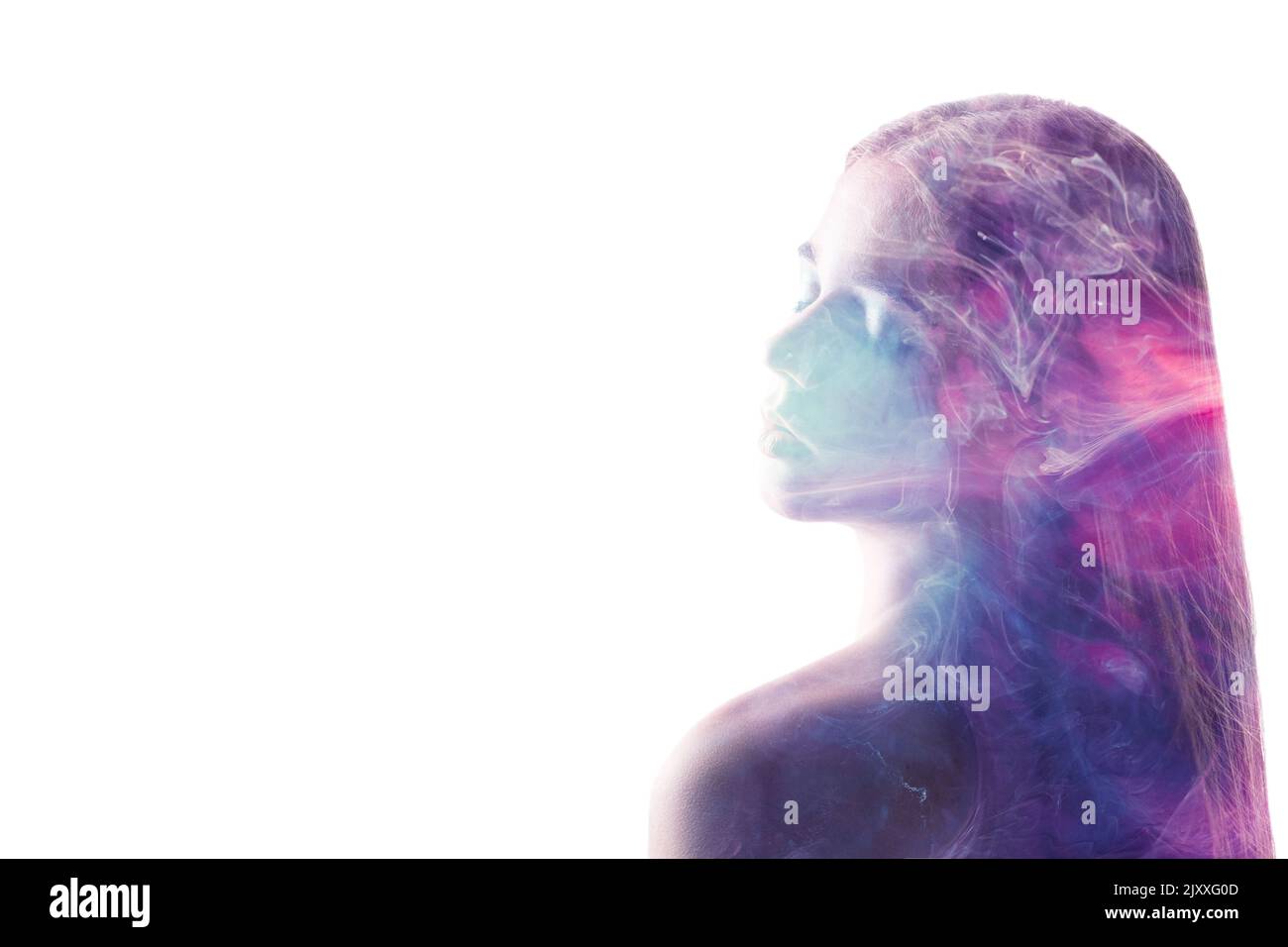 spiritual portrait inner universe peaceful woman Stock Photo - Alamy