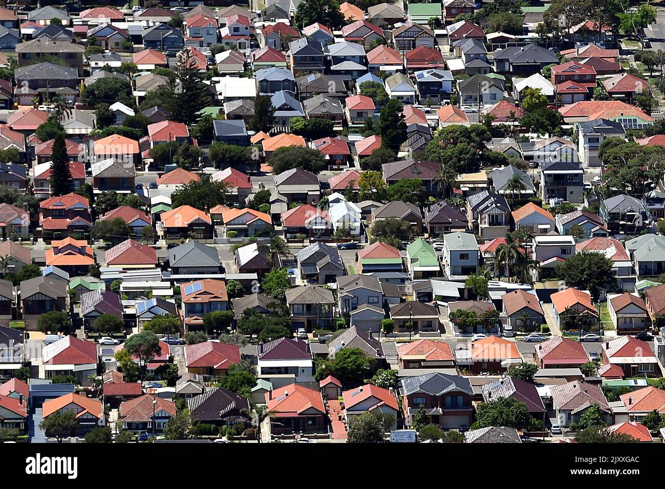 An aerial image shows houses located in the suburb of Matraville, in ...