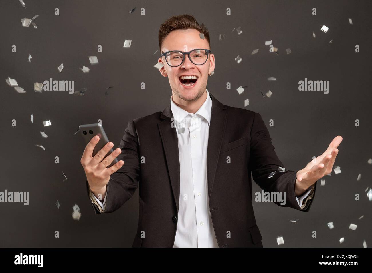 professional success special promotion man happy Stock Photo - Alamy