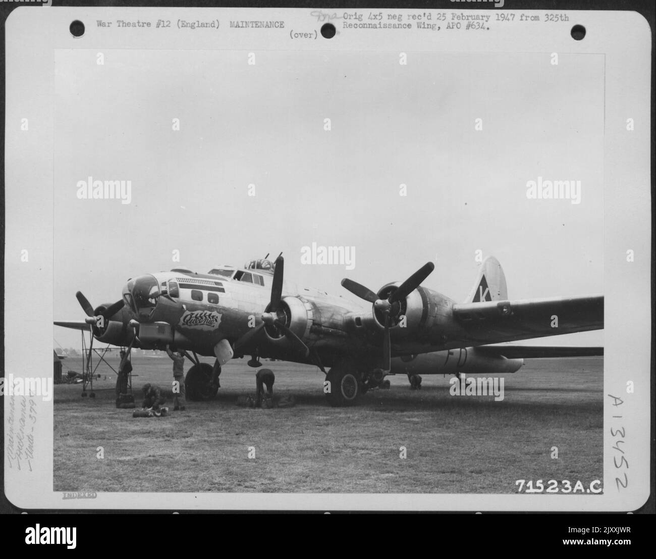 Ground Crew Work On Boeing B-17 'Queenie' Of The 379Th Bomb Group At An ...