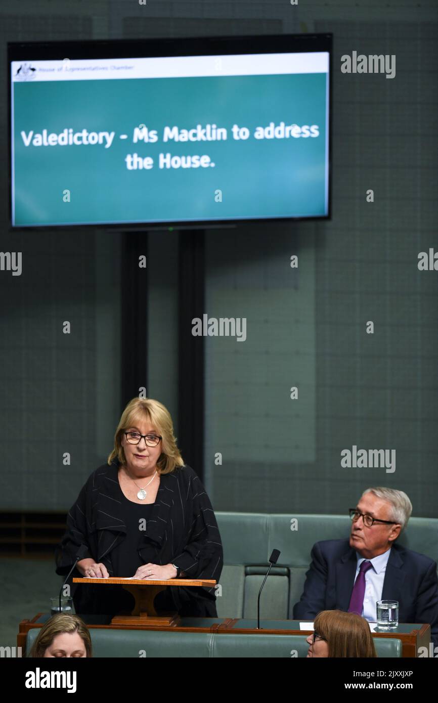 Labor backbencher Jenny Macklin delivers her valedictory speech in the ...