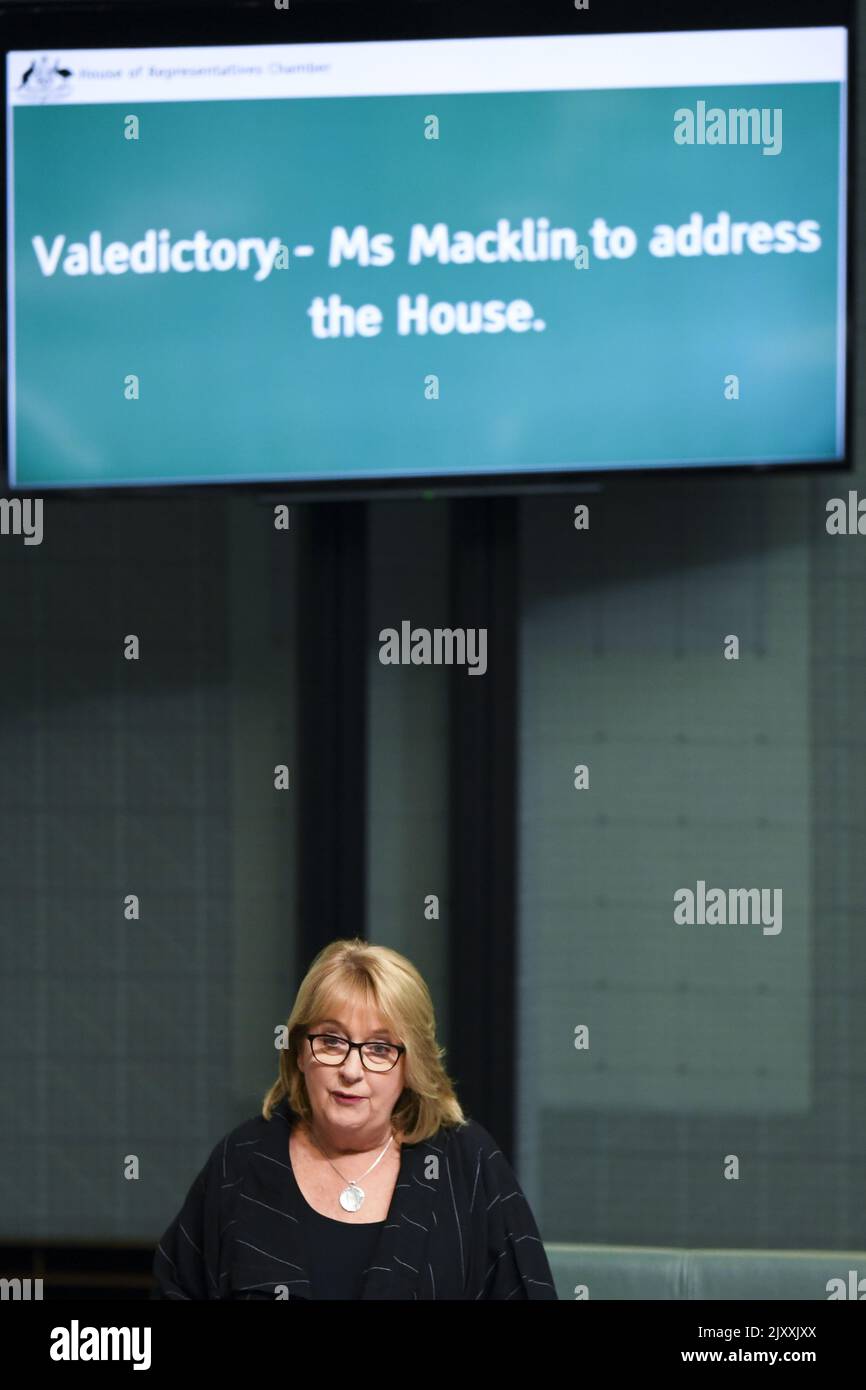 Labor backbencher Jenny Macklin delivers her valedictory speech in the ...