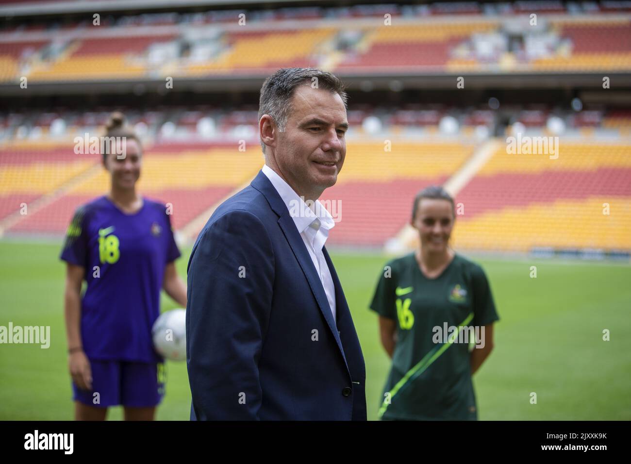 Ante Milicic poses for a portrait at Suncorp Stadium with Matilda ...