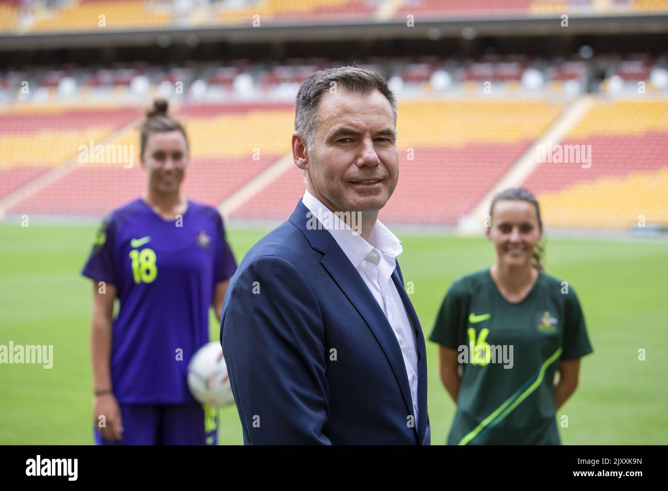 Ante Milicic poses for a portrait at Suncorp Stadium with Matilda ...