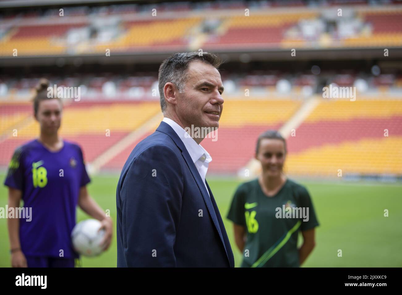 Ante Milicic poses for a portrait at Suncorp Stadium with Matilda ...