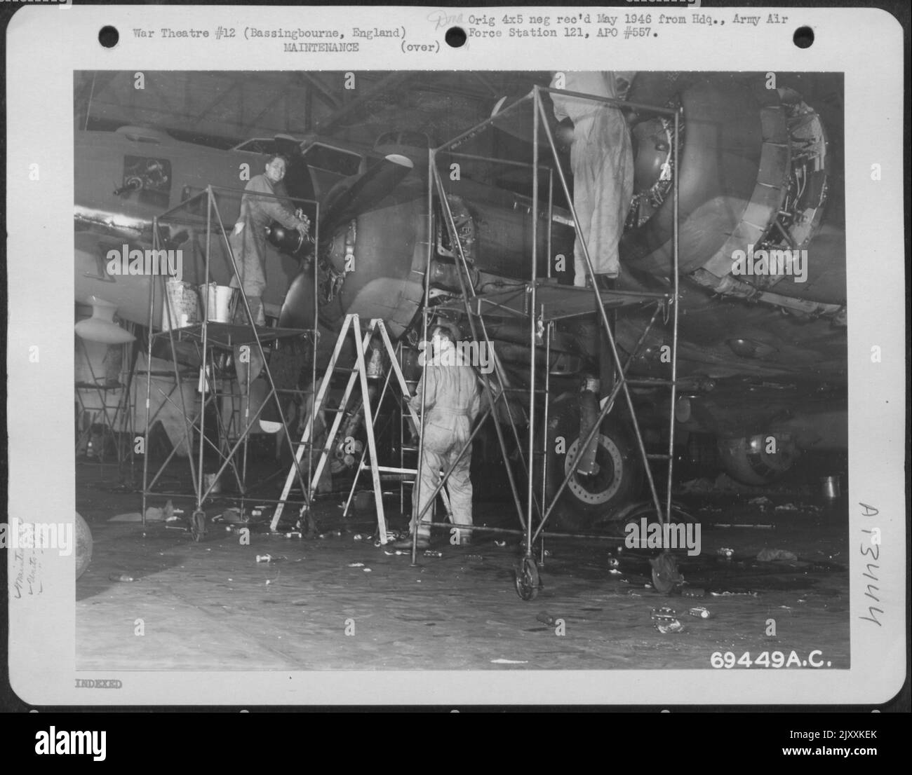 Mechanics Of The 322Nd Bomb Squadron, 91St Bomb Group, Overhaul A ...
