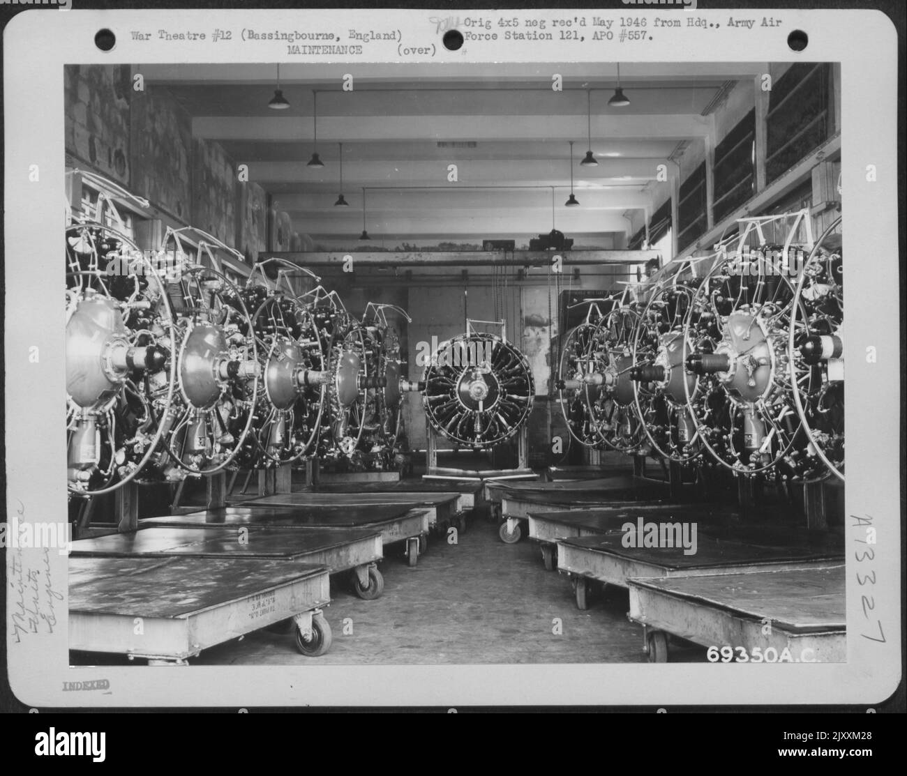 Plane Engines Are Lined Up For Repairs In The Engine Repair Shop Of The ...