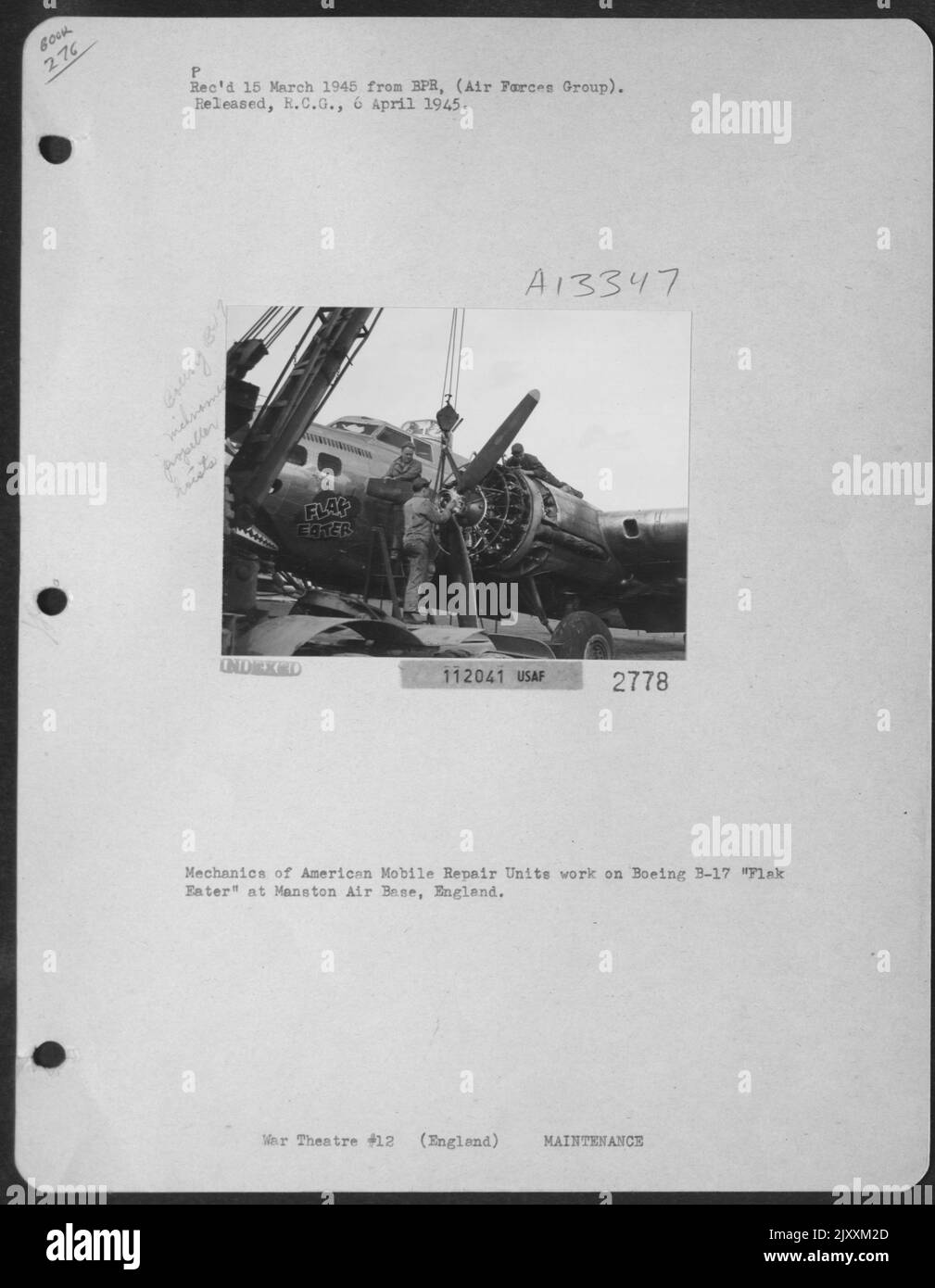 Mechanics Of American Mobile Repair Units Work On Boeing B-17 "Flak ...