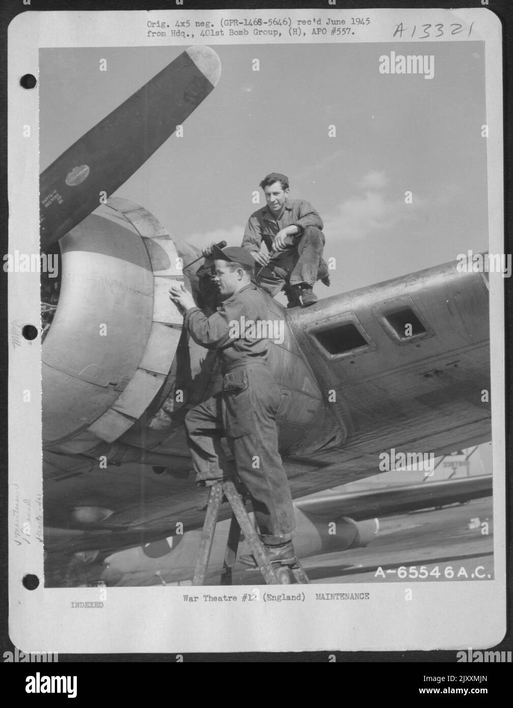 M/Sgt. Fishlin Of 401St Bomb Group, Replaces The Cowling On A Boeing B ...
