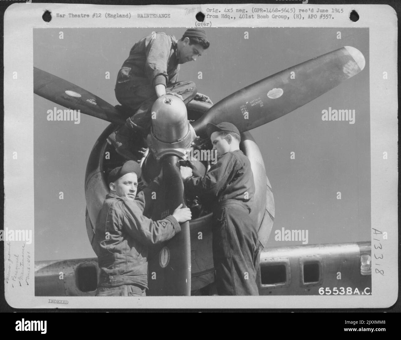 M/Sgt. Fishlin And Ground Crew Members Repair Engine On A 401St Bomb ...