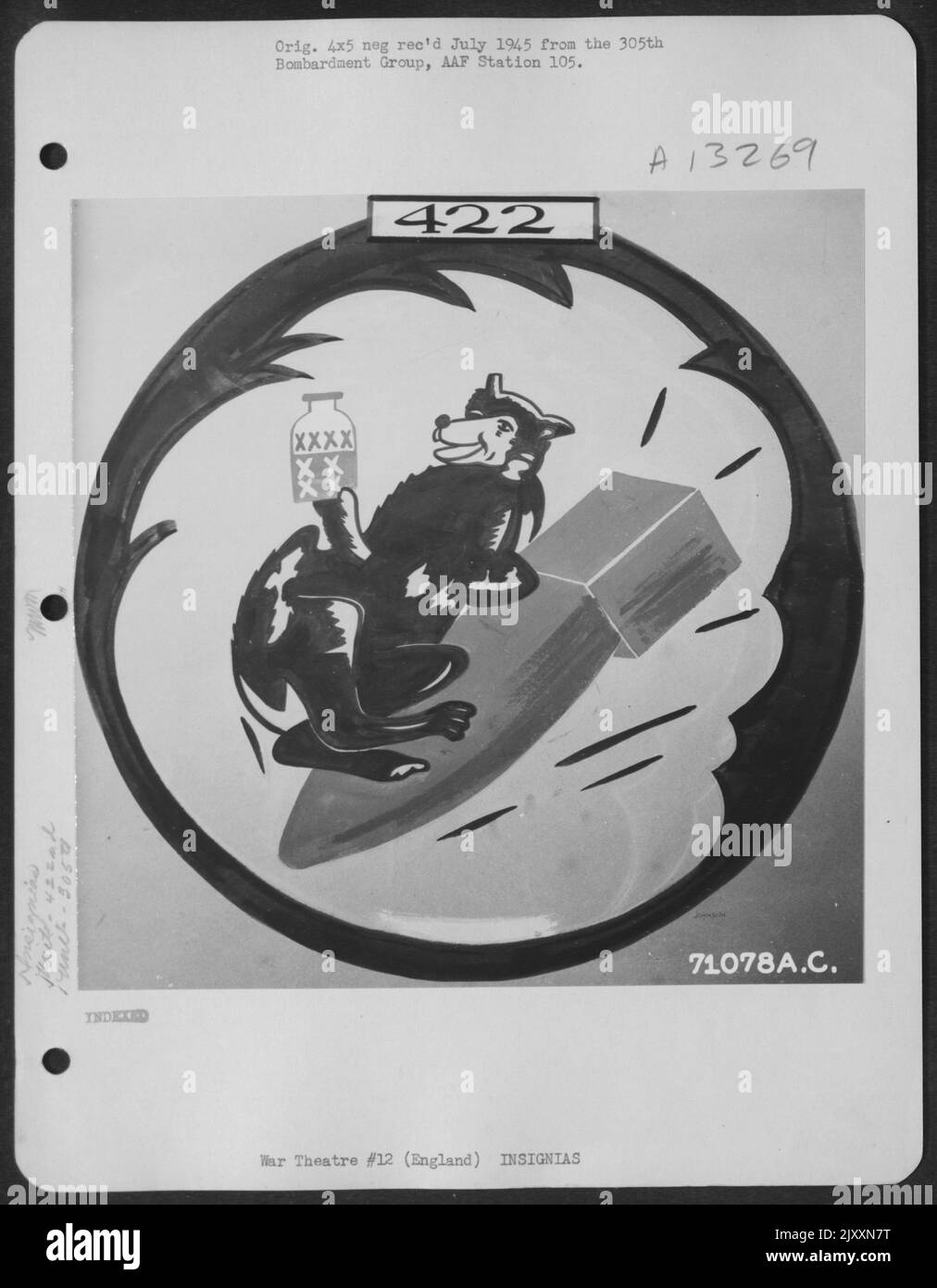 Insignia Of The 422Nd Bomb Squadron, 305Th Bomb Group. 20 July 1943 ...