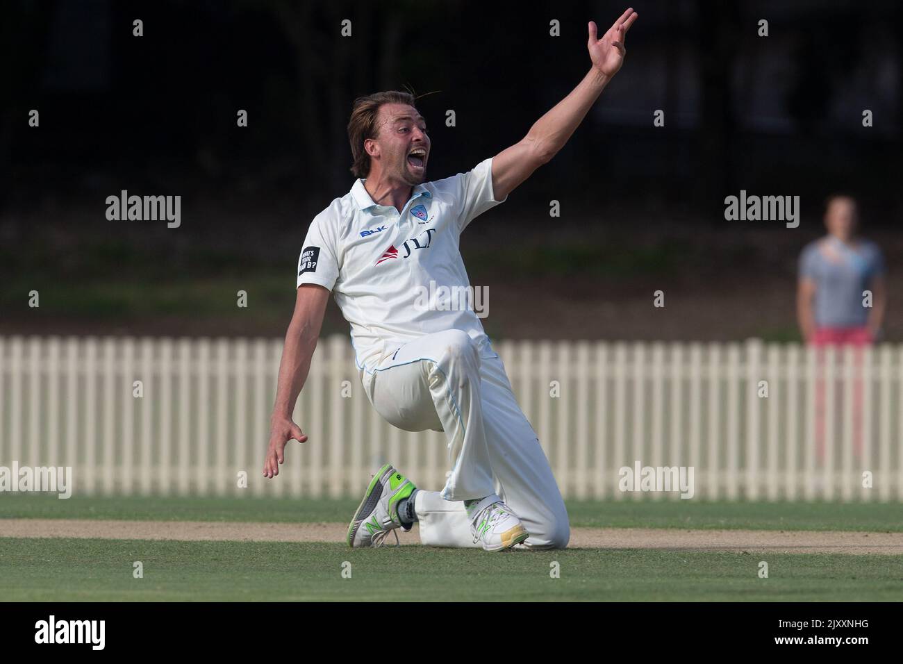 Harry Conway of NSW appeals for LBW during day 1 of the Round 7 ...