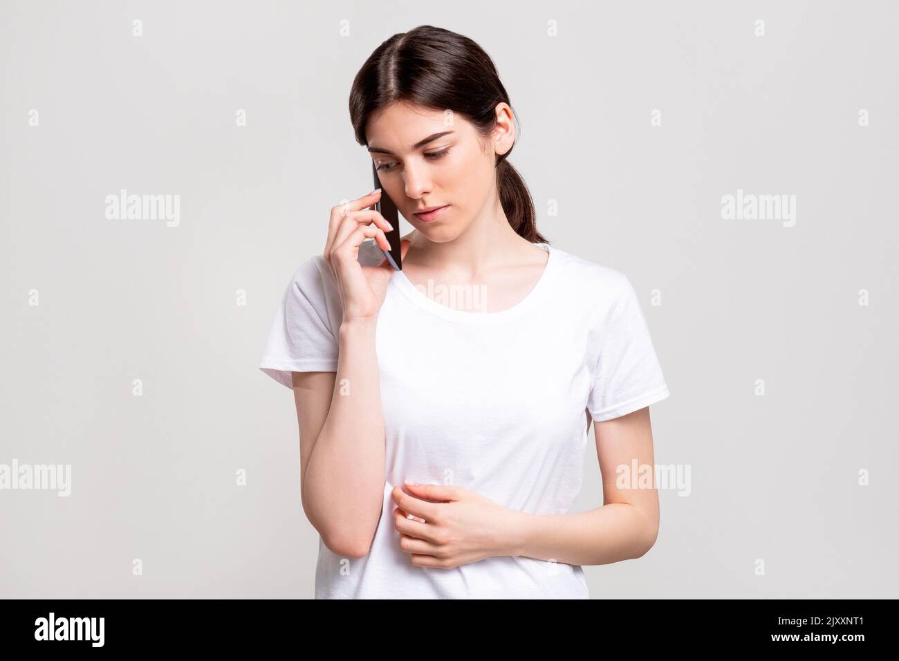 phone call distance communication relaxed woman Stock Photo - Alamy