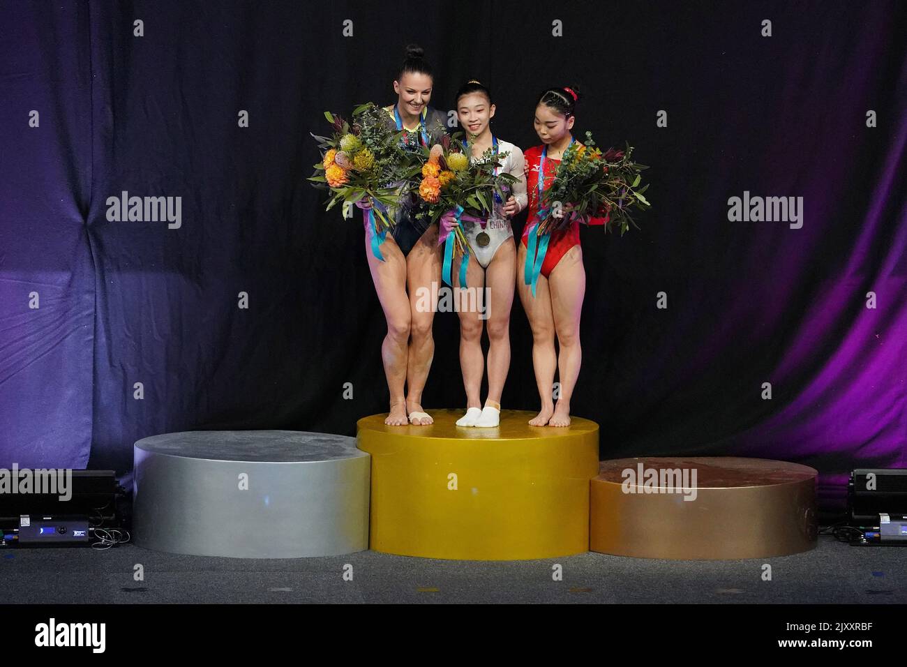 Shiting Zhao of the China (1st), Emma Nedov of Australia (2nd) and Mana ...