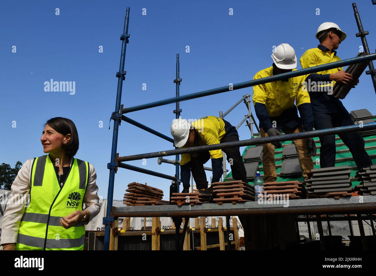 New South Wales Premier Gladys Berejiklian meets with construction ...