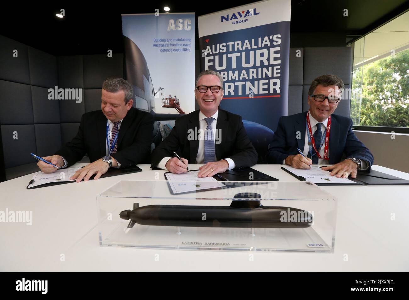 Naval Group Australia CEO John Davies, Minister for Defence Christopher ...