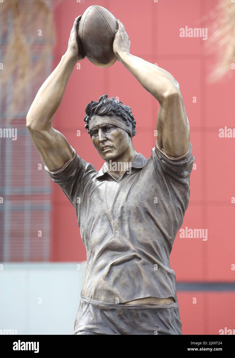 A bronze statue of John Eales is seen outside Suncorp Stadium in ...