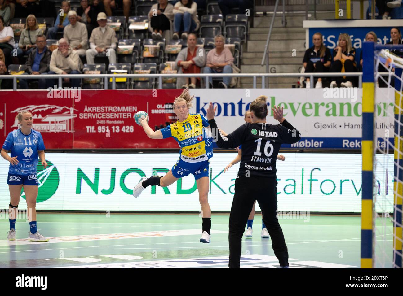 Hamar, Norway. 07th Sep, 2022. Hamar, Norway, September 7th 2022: Kristin Venn (10 Storhamar) is ...